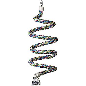 Super Bird Creations SB326 Colorful Cotton Bungee Rope Bird Toy, Large/XL Bird Size, 1.25” Diameter x 97”,Varies