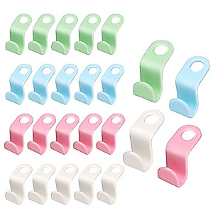 Clothes Hanger Connector Hooks,Sturdy Space Saving Hanger Hooks Pack of 100 Hanger Extender Clips 4-Color Hanger Hooks for Clothes Storage