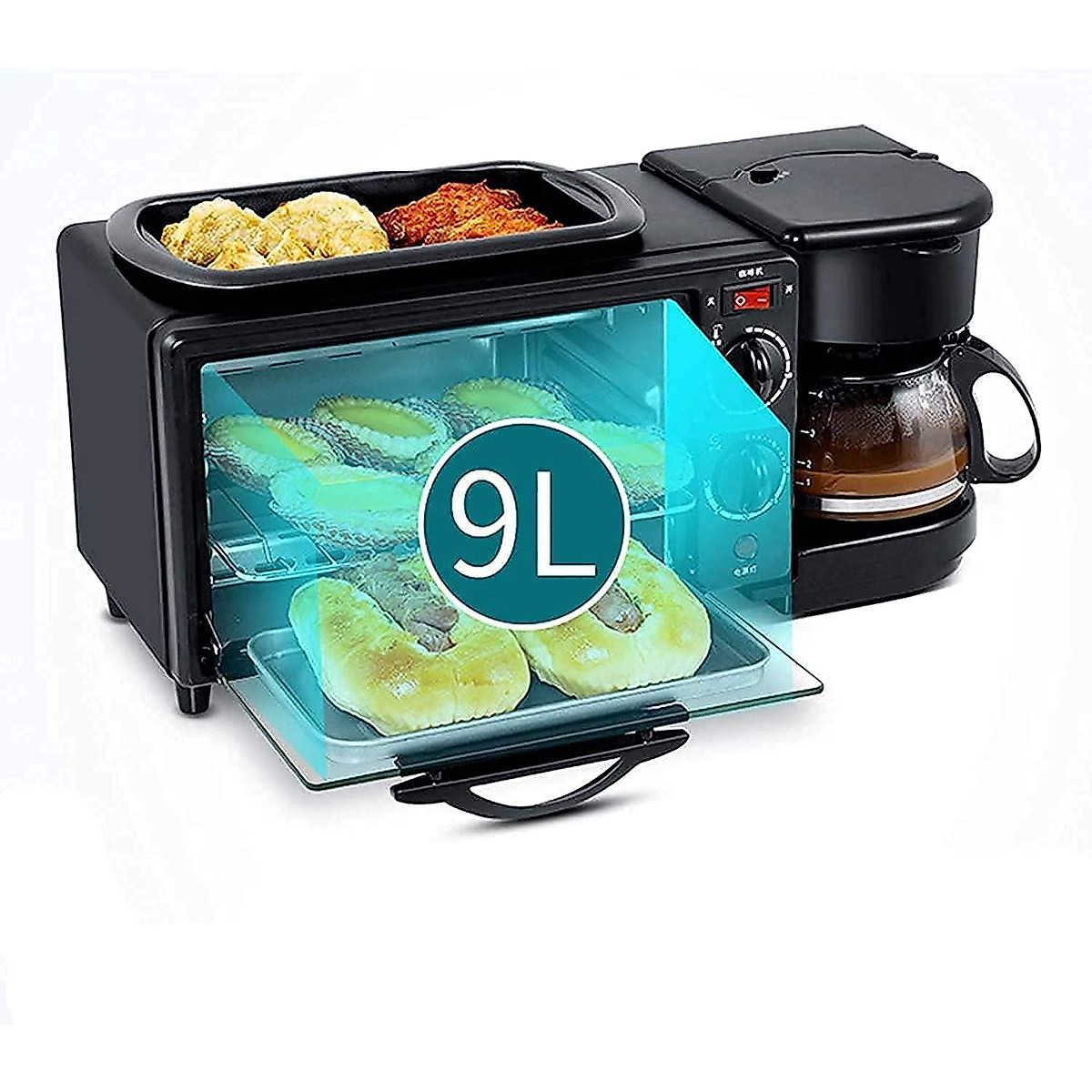 Tabletop Electric Oven Breakfast Machine Electric Baking Bakery Roast Oven Grill Multifunction Coffee Maker Pizza Oven Egg Omelette Frying Pan Toaster