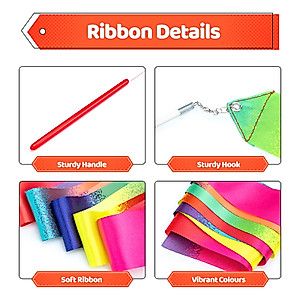 HAPMARS 20 Pack Ribbon Dancer Wands for Kids, Rainbow Streamers, Party Favors Goodie Bags Stuffers, Girls Birthday Gifts for Dance Gymnastics Pretend Play Princess Cat