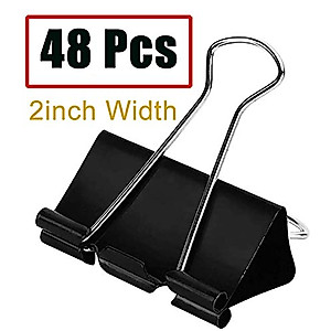 48 Pieces Extra Binder Clips,2 Inch Width,Paper Clips Extra Large for Office Supplies (Black)