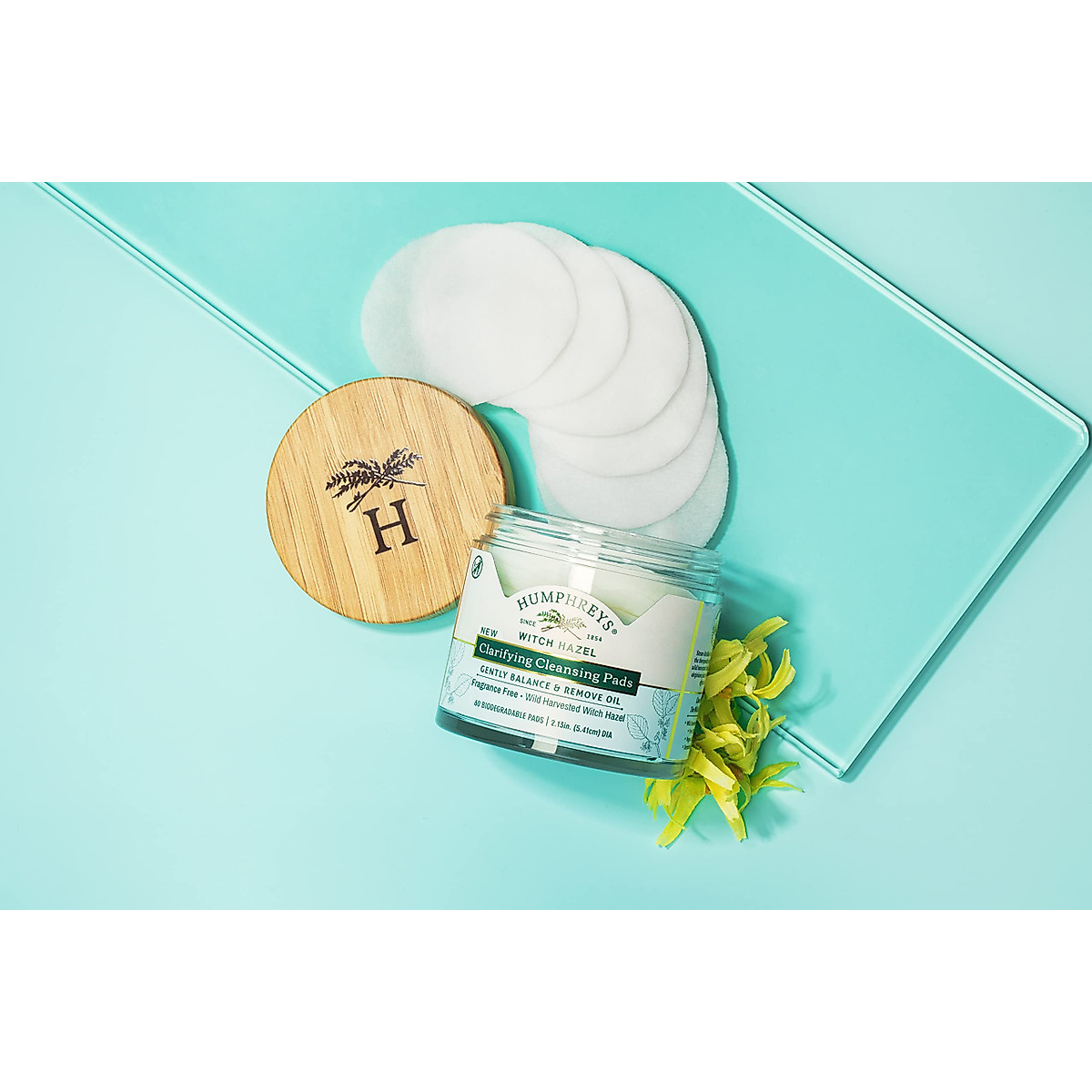 Humphreys Clarifying Witch Hazel Cleansing Pads, Fragrance Free, Clear