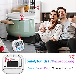 24 Packs Small Digital Kitchen Timer Magnetic Back and Switch Minute Second Count up Countdown Big LCD Display Loud Alarm for Teacher Cooking Baking Kids