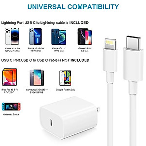 【Apple MFi Certified】 iPhone Fast Charger, 3+3Pack 20W USB C Wall Charger with 6FT Fast Charging Cable Compatible with iPhone 14/14 Pro/14 Pro Max/14 Plus/13/12/11/Pro/Pro Max/Mini/Xs Max/XR/X, iPad