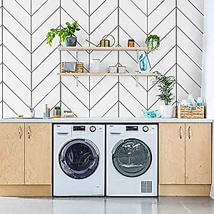 LXCREAT Peel and Stick Wallpaper Stripe Removable Wallpaper 17.71 in X 118 in Black/White Self Adhesive Wallpaper Modern Durable for Home Decoration Old Furniture Renovation Paper