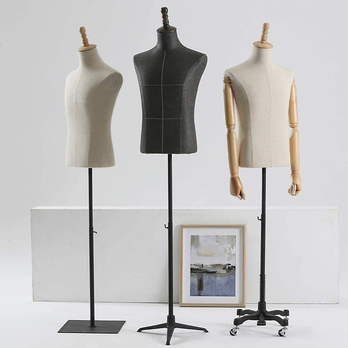 Mannequin Display Stand Tailoring Accessories Male Tailors Mannequin Torso Showing Tailor Adjustable Height with Casters Mannequin