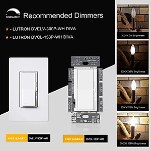 CRLight LED Candelabra Bulb 25W Equivalent 250LM, 3000K Soft White 2W LED Chandelier Light Bulbs, E12 Vintage Edison B10 Frosted Glass Dimmable LED Candle Bulbs, 6 Pack