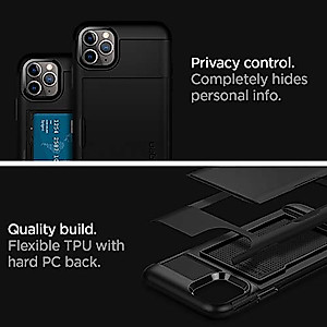 Spigen Slim Armor CS Compatible with iPhone 11 Pro Case, 2-Piece Card Slot TPU Layer + PC Mobile Phone Case for iPhone 11 Pro Case, Black 077CS27235