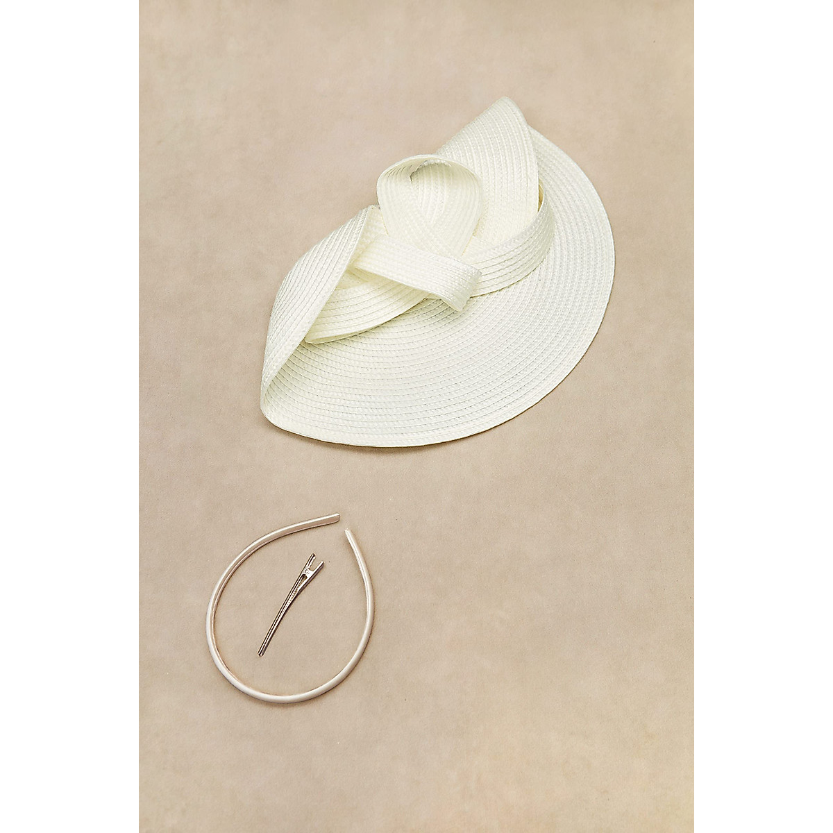 BABEYOND Tea Party Fascinator Kentucky Hat Women’s Fascinator Straw Derby Pillbox Hat for Cocktail Wedding Off-White