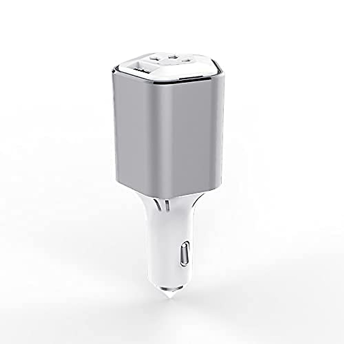 Car Air Purifier Ionizer 4-in-1 Premium Air Purifier + USB Port Charger + Window Breaker Hammer For Safety + Aromatherapy - (Platinum SIlver) )