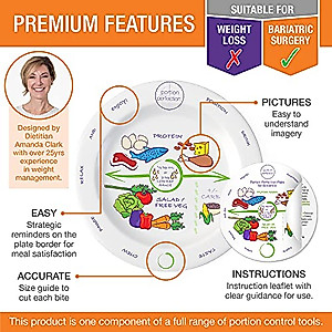 Bariatric Surgery Bowl + 8 inch Plates - Melamine twin Set Protects Stomach Pouch Size for Calorie Controlled Weight Loss For Post Sleeve Gastrectomy, Gastric Bypass, Bariatric Surgery must haves