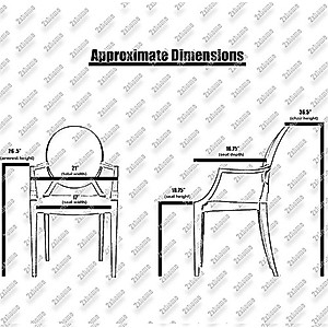 2xhome - Set of 4 Modern Designer Louis Ghost Armchairs with Polycarbonate Crystal Clear Transparent Plastic Dining Chairs