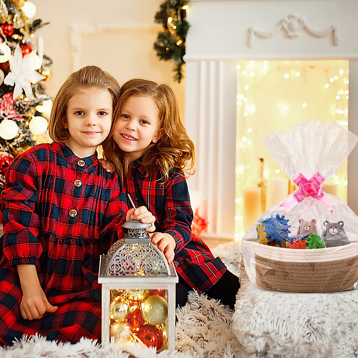 MJIAYWIN Small Woven Basket Cotton Rope Organizer Room Storage Bins Empty Gift Basket with Handles Cute Nursery Room for Home, Kids Playroom, Bedroom Brown 12"x 8" x 5"