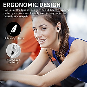 3.5mm Headphones Wired Earbuds with Microphone Hi-Fi Noise Canceling for Mac Mini Google Pixel 5A 4A 3A Moto G Power Pure Samsung S10 S9 S8+ A03s A52 A25 A15 A14 A13 OnePlus Nord N200 iPhone 6s, Black