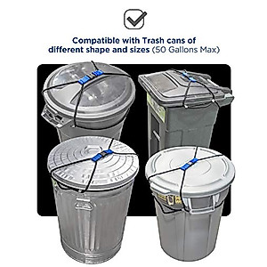 Encased Trash Can Lock for Animals/Raccoons, Bungee Cord Heavy Duty Large Outdoor Garbage Lid Lock (Trash Can NOT Included)