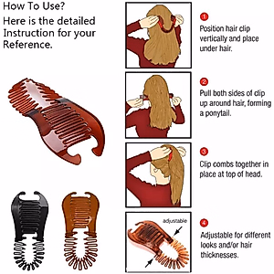 Banana Hair Clips for Women Set - Banana Clips Hair for Thick Hair, banana clips hair for fine hair, Flexible Hair Banana Grips Ponytail Holder Hair Comb Hair Accessories (C)