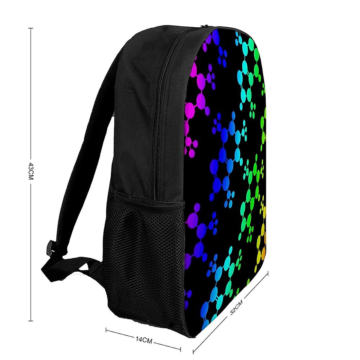 Caffeine Molecule Travel Backpack Casual 17 Inch Large Daypack Shoulder Bag with Adjustable Shoulder Straps