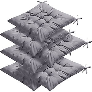 Sanwuta 6 Pcs Seat Cushions Set Chair Cushion Dining Chair Cushion Comfort Chair Pads Chair Mat for Dining Office Room Kitchen Chair Cushions with Ties Desk Chair Pad for Indoor Outdoor (Gray)