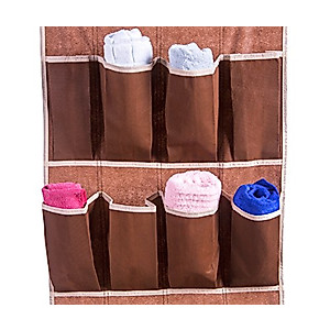 Amelitory Over the Door Shoe Organizer 20 Pockets Hanging Shoe Storage Fabric Coffee