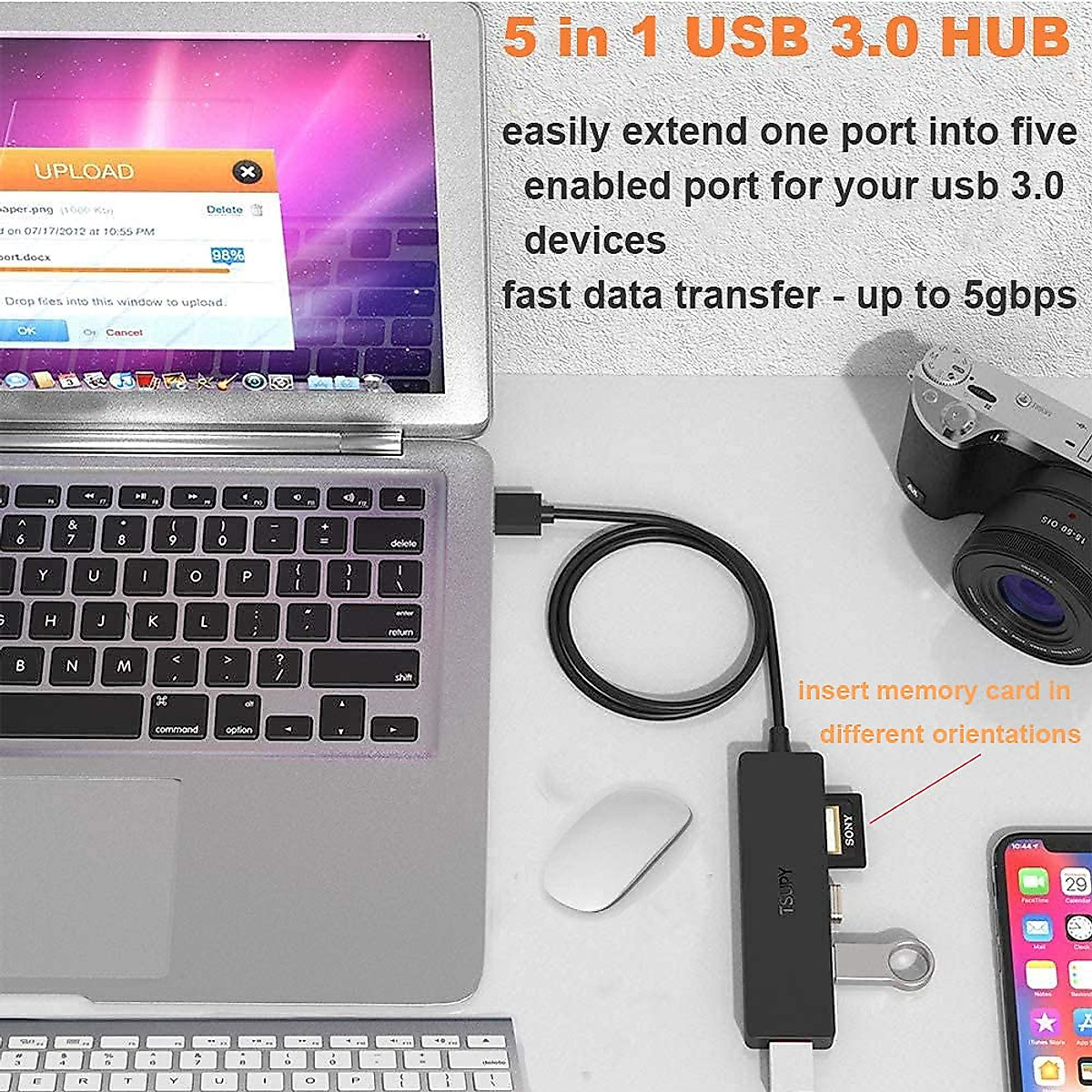 TSUPY USB 3.0 Hub Multi USB Data HUB Ultra-Slim USB HUB USB Multiport Extender