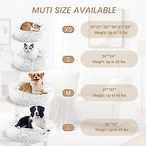 Vannokor Cat Bed for Indoor Cat, Calming Anti Anxiety Donut Cat Bed Fluffy Faux Fur Plush Cat Bed, 24 Inch Warming Cozy Soft Round Cat Bed, Anti Slip Waterproof Pet Cuddler Bed for Small and Medium