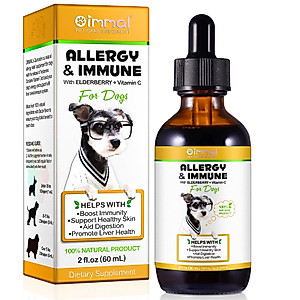 Allergy Relief Drops for Dogs, Allergy Immune Booster Treatment for Seasonal Allergies & Digestive, Healthy Immune System, Dog Supplement with Milk Thistle and Turmeric, Bacon Flavor - 60ml / 2 fl.oz