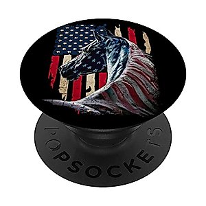 Patriotic Horse American Flag - Horse Vintage PopSockets Swappable PopGrip