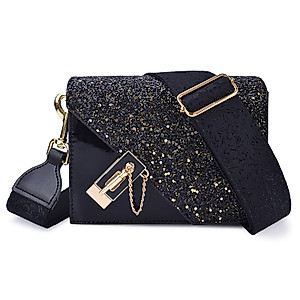 CLOUDMUSIC Handbag Strap Replacement Crossbody Strap Purse Strap For Women Girls(Black Leaves)