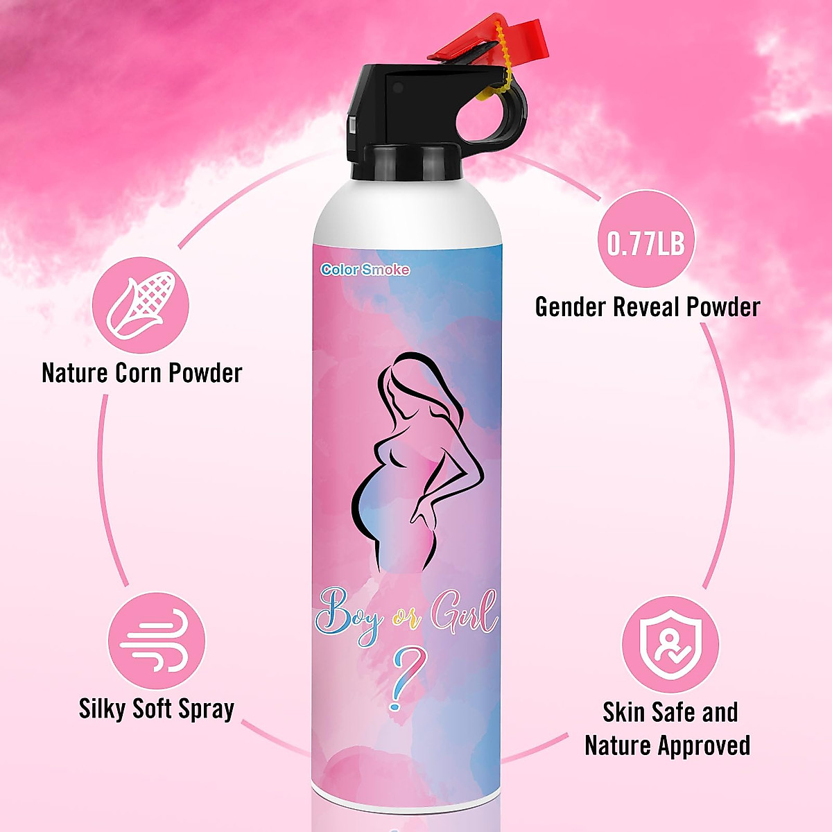 Gender Reveal Fire Extinguisher, Pink Gender Reveal Decor, Baby Girl Reveal Party Supplies 100% Biodegragable for Gender Reveal Decorations（2 Pack）