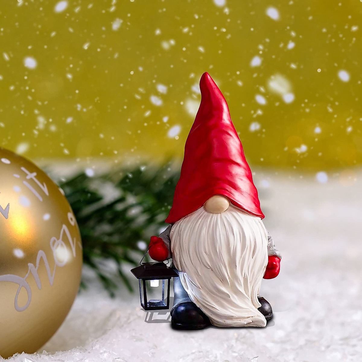 YUYVIO Welcome Home Gnome Sculpture with Solar Powered Lantern Christmas Ornaments Ornament, Garden Outdoor (W) YUYVIO-home-6-Z