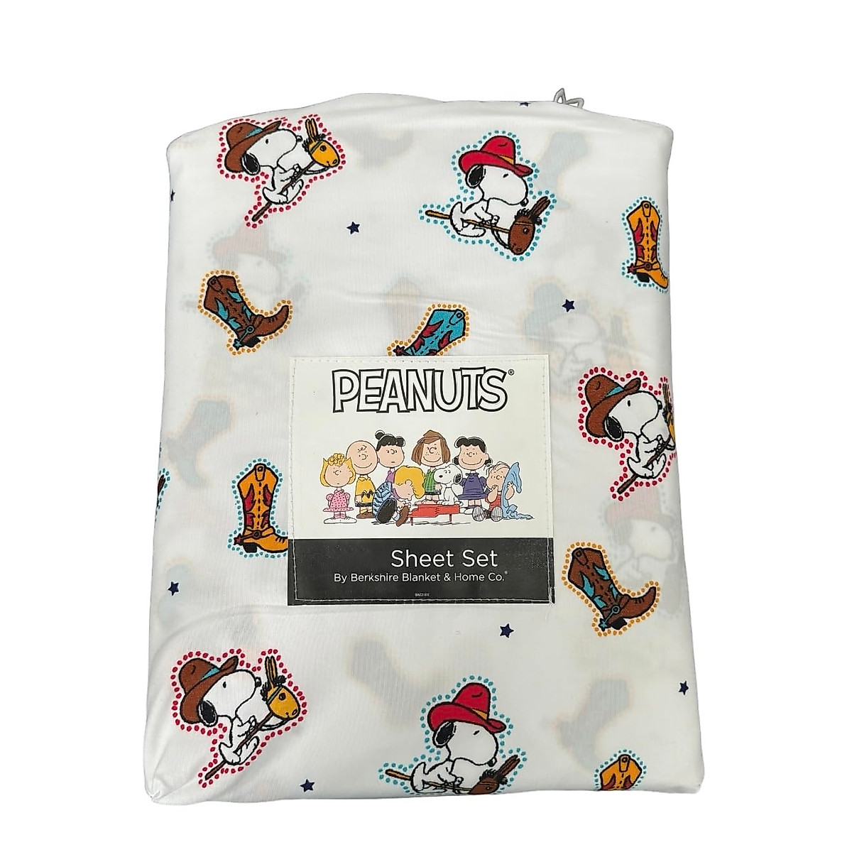 Berkshire Blanket & Home Co. Berkshire Peanuts Sheet Set (White - Western Cowboy, Queen)