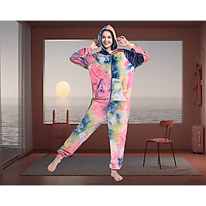 Lifeye Adult Jumpsuit Pajamas Hoodie Homewear Romper Sleepwear Tie Dye Costume for Women Men