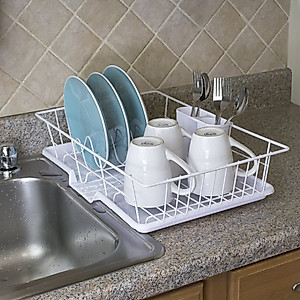Home Basics DD30234 3-Piece Dish Drainer Set, White