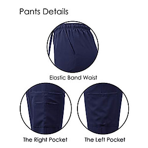 Dagacci Medical Uniform Unisex 4-Way Stretch Scrubs Set Medical Scrubs Top and Pants Navy L