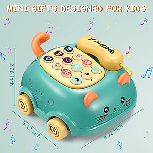 MIGWDPM Baby Phone Toys, Baby Music Toys, Baby Musical Toys Car Toy, Toddler Toys Boys Girls Toy, Kids Pretend Phone, Kids Educational Development Toy, Cute Cat Face Toys with Light, Gift for Children