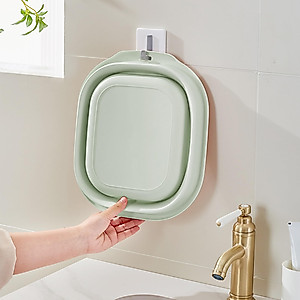 Daimix Collapsible Wash Basin Set of 2, Foldable Small Medium Size Wash Basin, Portable Plastic Basins for Laundry, Bottles, Travel, Camping (Green)