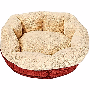 Petmate Aspen Pet Self Warming Round Bed, 19.5 Inches, Barn Red and Cream