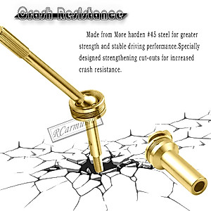 Rcarmumb CVD Upgrades Part for 1/10 Rustler VXL 4X4,Stampede VXL 4X4,Slash VXL 4X4 Platinum Ultimate,Hoss VXL 4X4 4WD RC, Alloy Front Rear Stainless Steel #45 Axle with Red Hex,Gold