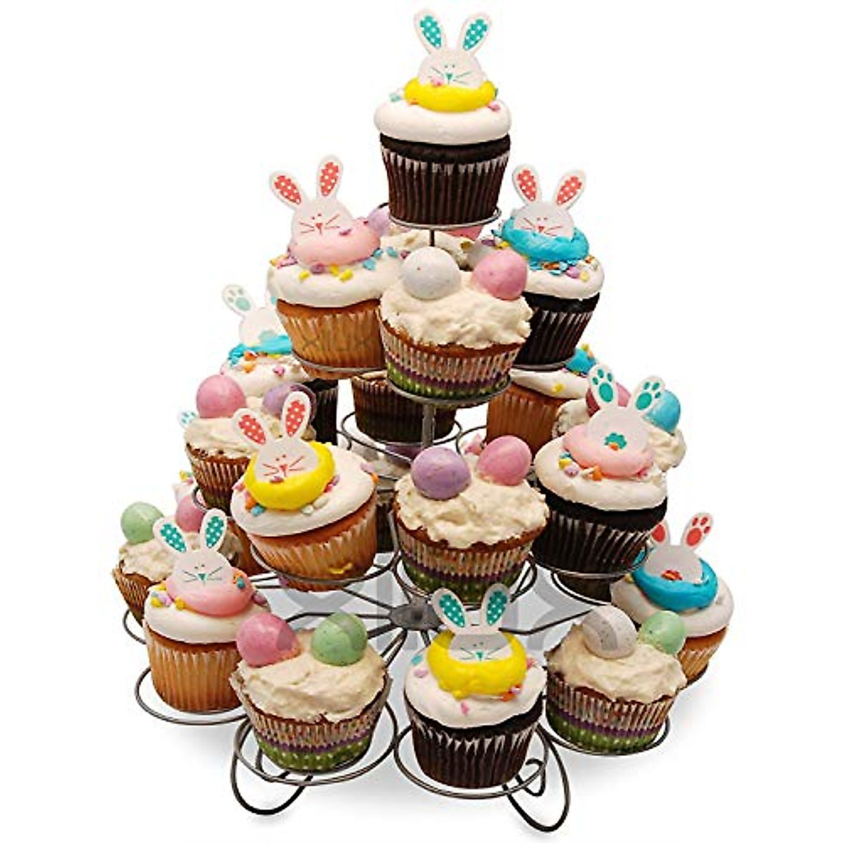 Resulzon Cupcake Stand, 4 Tier 23pcs Cup Holder Reusable Cake Dessert Tower Tree for Family Events or Parties