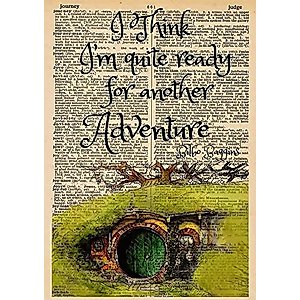 Weasval I Think I'm Quite Ready for Another Adventure Wall Decor for Bathroom Tin Sign Poster Lord of The Rings Quote Art Print Bilbo Baggins Adventure Metal Sign