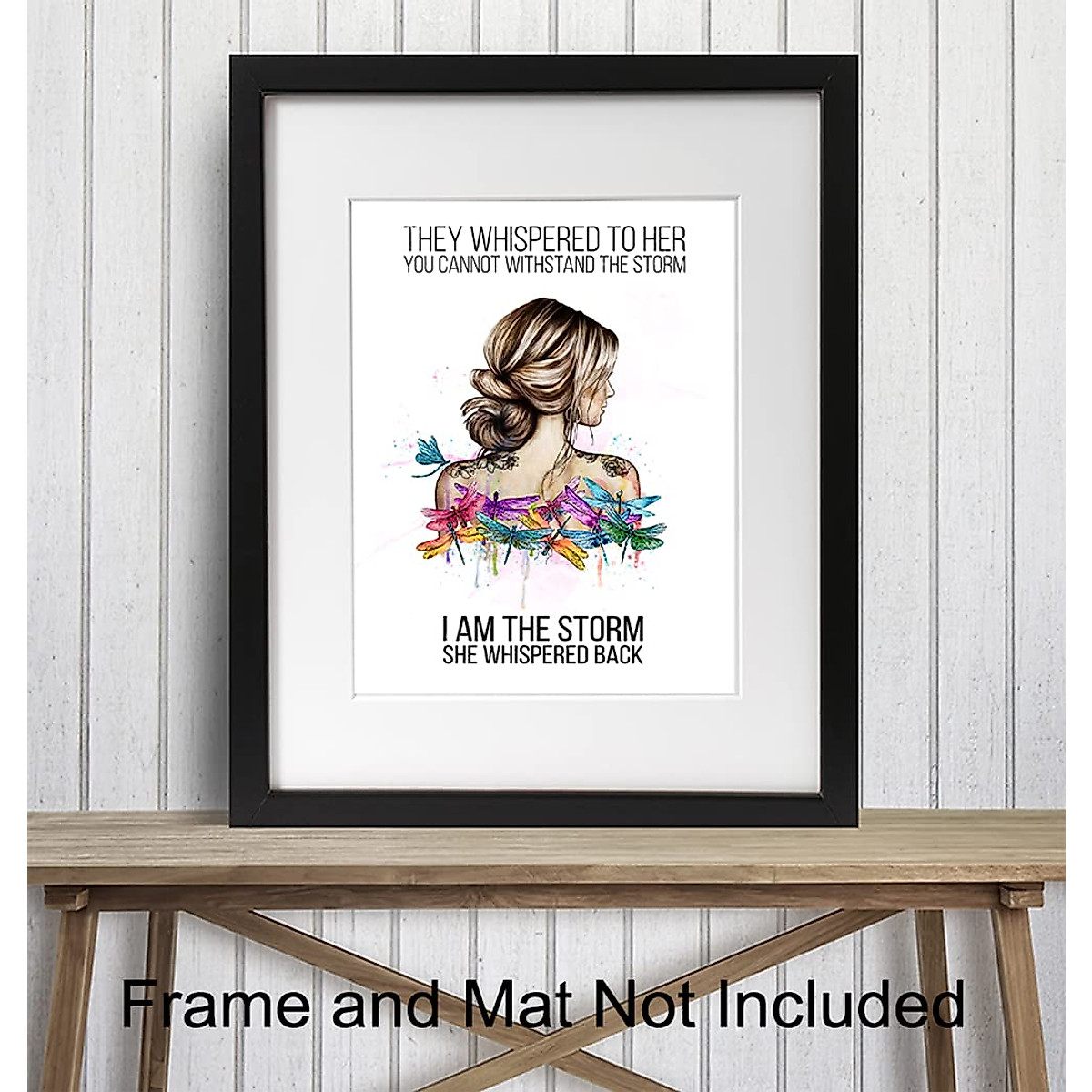 They Whispered to Her You Cannot Withstand The Storm She Whispered Back I Am The Storm Wall Art Decor - Positive Motivational Inspirational Quote - Encouragement Gifts for Women - Boho Dragonfly Print