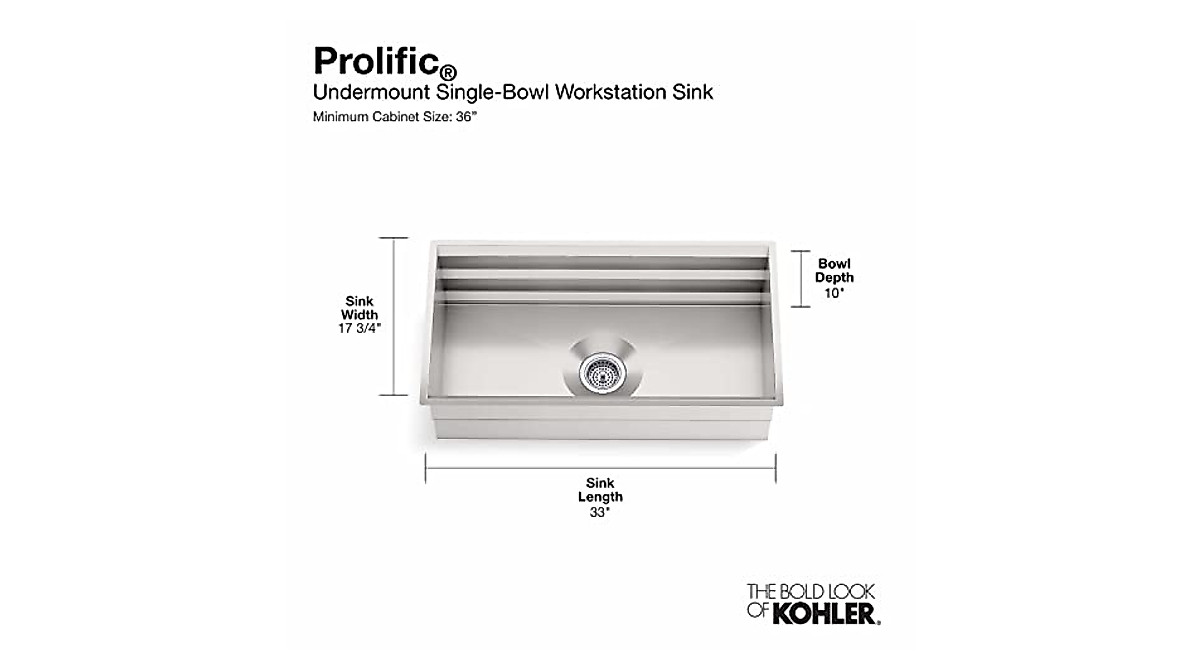 KOHLER 5540-NA Prolific Stainless Steel Workstation Sink | Quiet & Durable