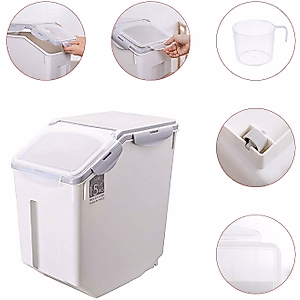 2-Pack Rice Storage Bins 15 Liter With PP Locking Lid, Large Food Storage Container with Wheels For Rice, Flour,Pet food