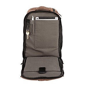 EDC Meal Prep Backpack by Evolutionize - Full Meal Management System - Holds 6 Meals - Includes Portion Control Meal Prep Containers + Ice Pack (Backpack - 6 Meal, Brown (Waxed Canvas))