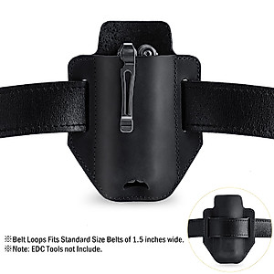 VIPERADE PJ31 Multitool Sheath, Flashlight Holster for Belt, EDC Pocket Pouch Leather Sheath for Men, Belt Sheath EDC Holster for Multitool, Flashlight, Folding Pocket Knife (No MOLLE-Black)
