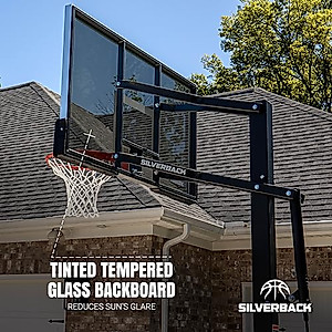 Silverback Ghost Basketball Goal with 60-Inch Tinted Tempered Glass Backboard
