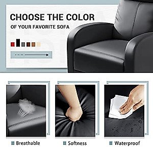 Homall Recliner Chair Padded Seat Pu Leather for Living Room Single Sofa Recliner Modern Recliner Seat Club Chair Home Theater Seating (Black)