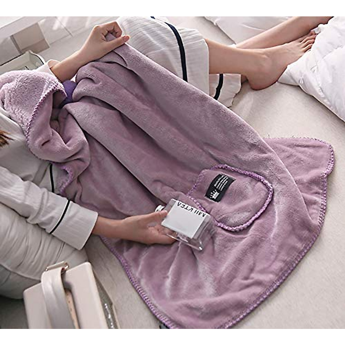 Cozy Fleece Wrap Shawl with Large Front Pockets - Keeps Hands and Shoulders Warm Wearable Blanket Throw Flannel Sherpa Cape for Women