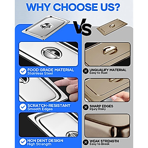 WantJoin 6-Pack Full Size Hotel Pan Cover,Lid with Handle, Stainless Steel Steam Table Pan Lid,Food Pan Cover, Catering Food Pan Cover,Chafer Pan Cover,Chafing Pan Cover