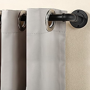 Rustic Curtain Rod, Industrial Curtain Rods for Windows 28 to 48 Inches, Blackout Wrap Around Curtain Rod, for Indoor and Outdoor, Simple Modern Design, 28 to 48 Inches, Black
